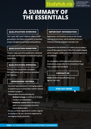 ADVANCED DIPLOMA IN BUSINESS PROJECT MANAGEMENT INFORMATION PACK | PDF