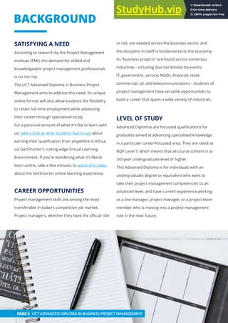 ADVANCED DIPLOMA IN BUSINESS PROJECT MANAGEMENT INFORMATION PACK | PDF