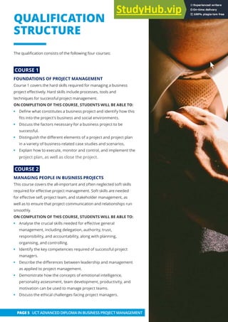 ADVANCED DIPLOMA IN BUSINESS PROJECT MANAGEMENT INFORMATION PACK | PDF