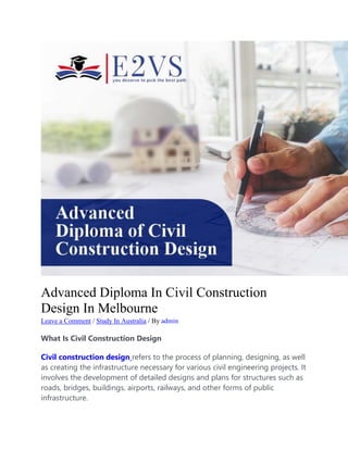 Advanced Diploma In Civil Construction Design In Melbourne.docx
