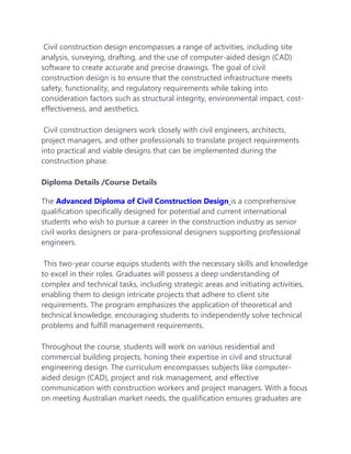 Advanced Diploma In Civil Construction Design In Melbourne.docx