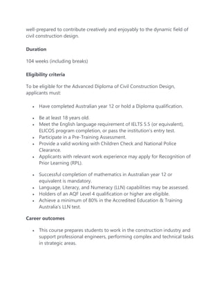 Advanced Diploma In Civil Construction Design In Melbourne.docx