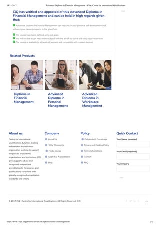 Advanced diploma in financial management – CIQ | PDF