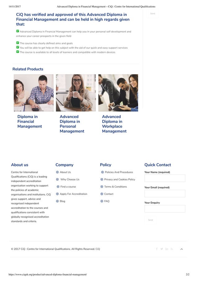 Advanced diploma in financial management – CIQ | PDF