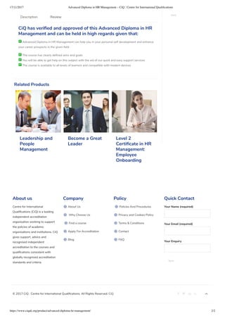 Advanced diploma in hr management – CIQ | PDF