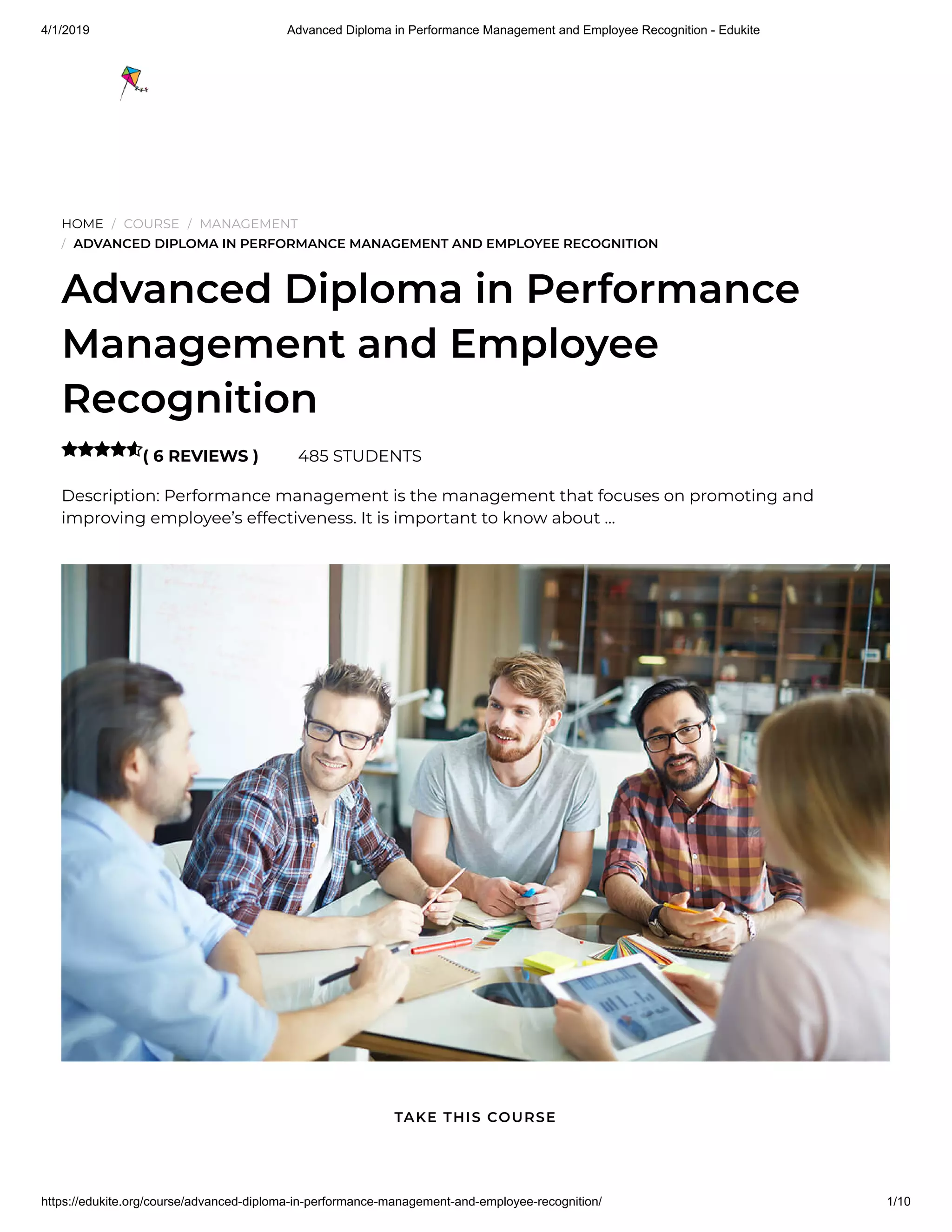 Advanced Diploma in Performance Management and Employee Recognition - Edukite | PDF | Human ...