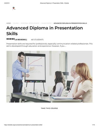 Advanced Diploma in Presentation Skills - Edukite | PDF