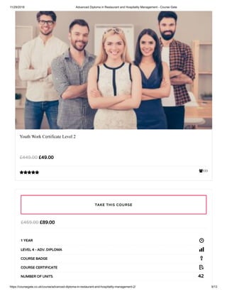 Advanced diploma in restaurant and hospitality management - course gate ...