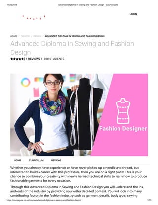Advanced diploma in sewing and fashion design - course gate | PDF