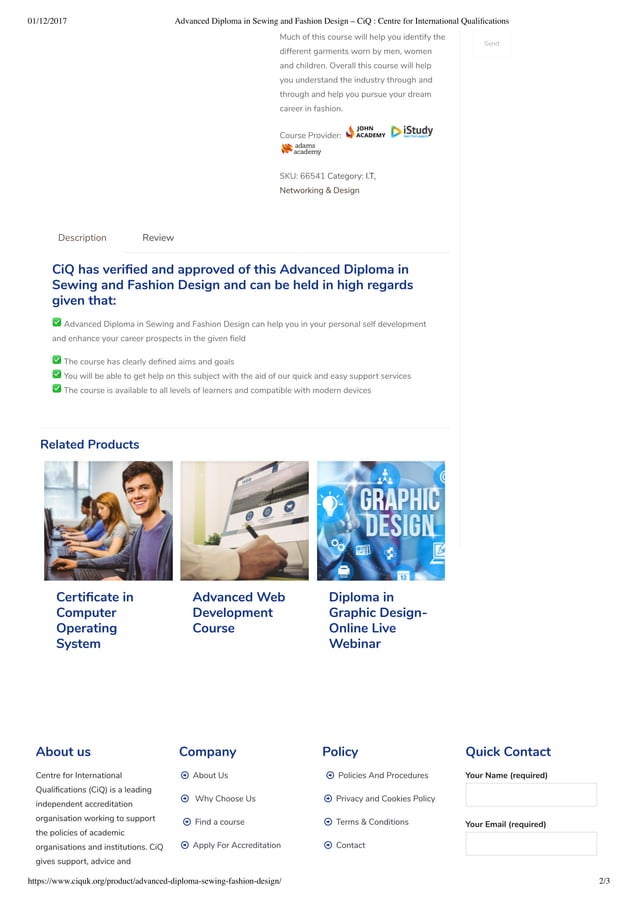 Advanced diploma in sewing and fashion design – Centre for ...