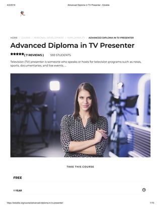 Advanced Diploma in TV Presenter - Edukite | PDF