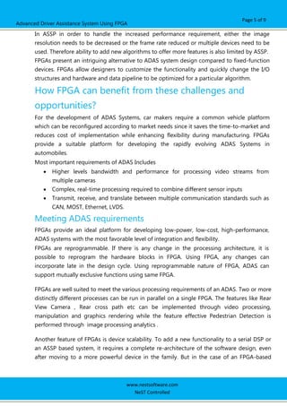 Advanced Driver Assistance System using FPGA | PDF
