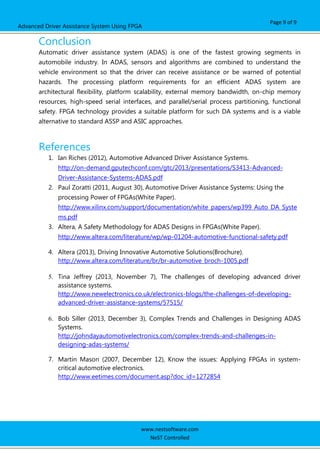 Advanced Driver Assistance System using FPGA | PDF
