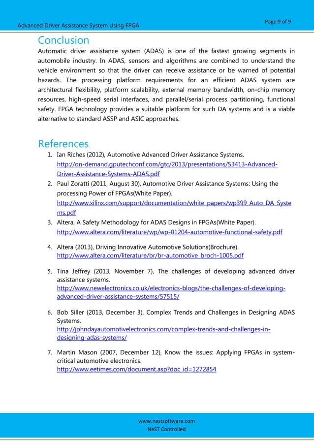 Advanced Driver Assistance System using FPGA | PDF