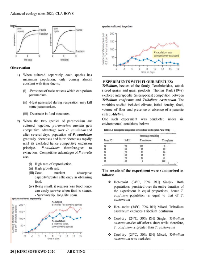 Advanced ecology notes 2020, | DOCX | Geography | Science