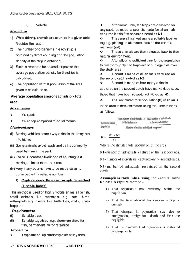 Advanced ecology notes 2020, | PDF