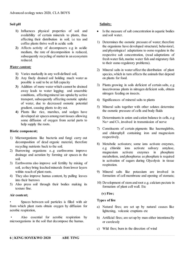 Advanced ecology notes 2020, | DOCX | Geography | Science