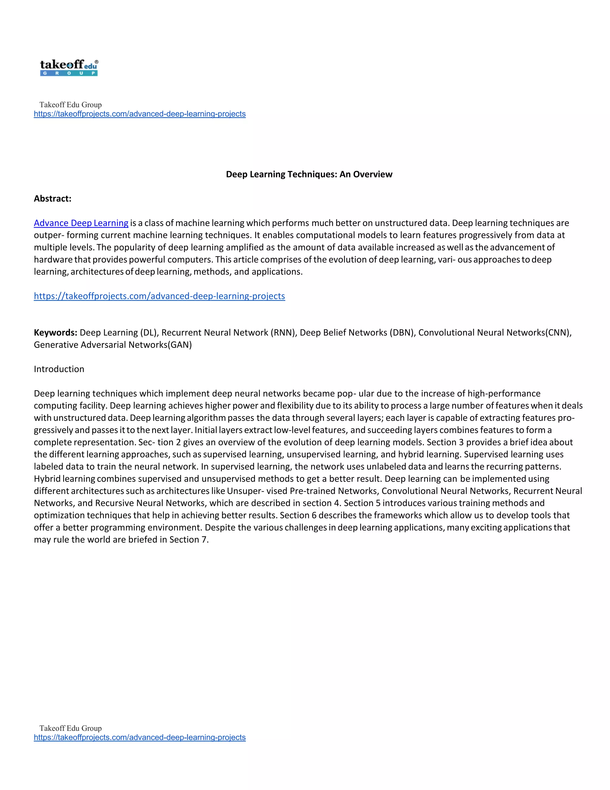 Advance deep learning | PDF