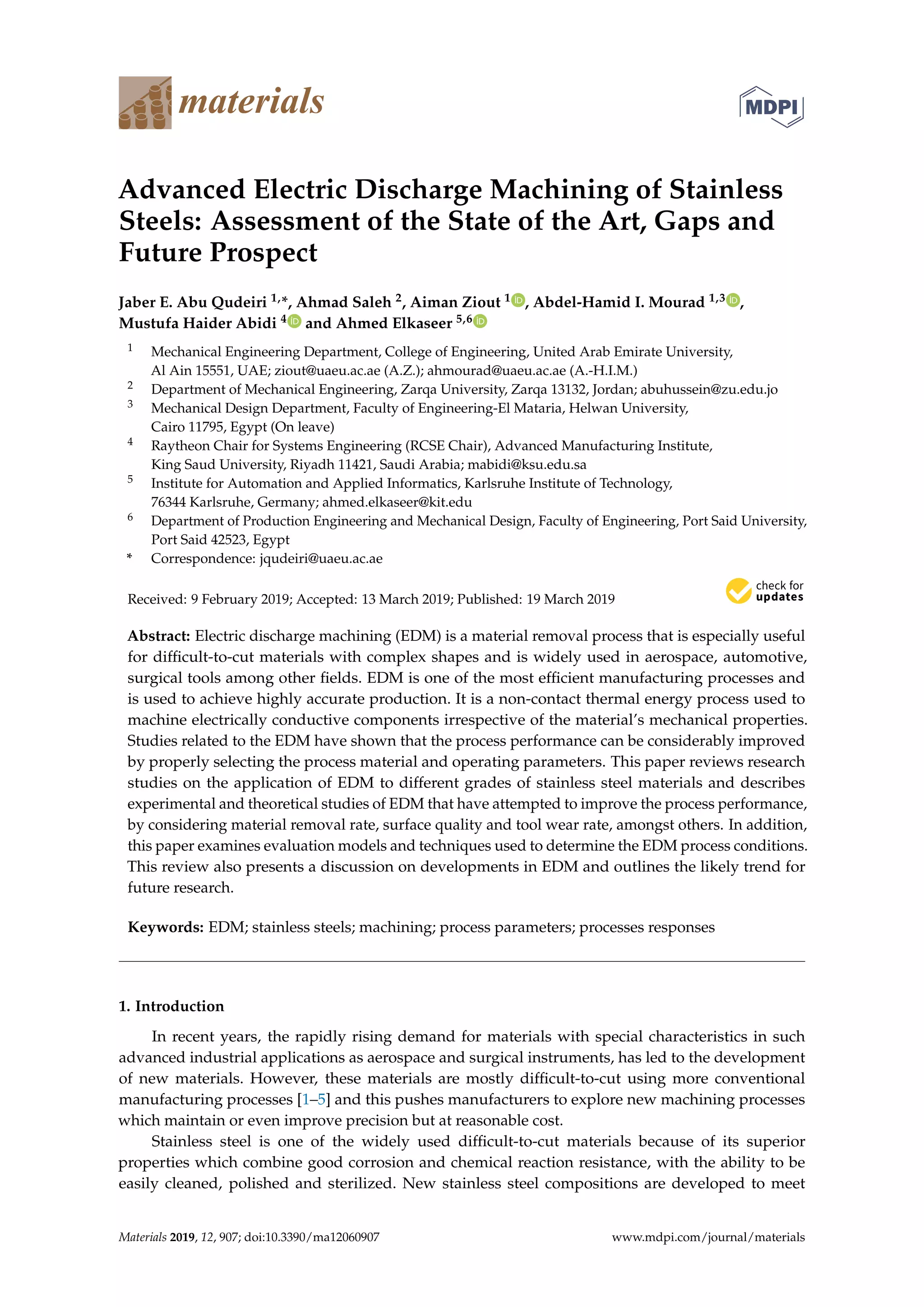electric discharge machining of stainless steel | PDF