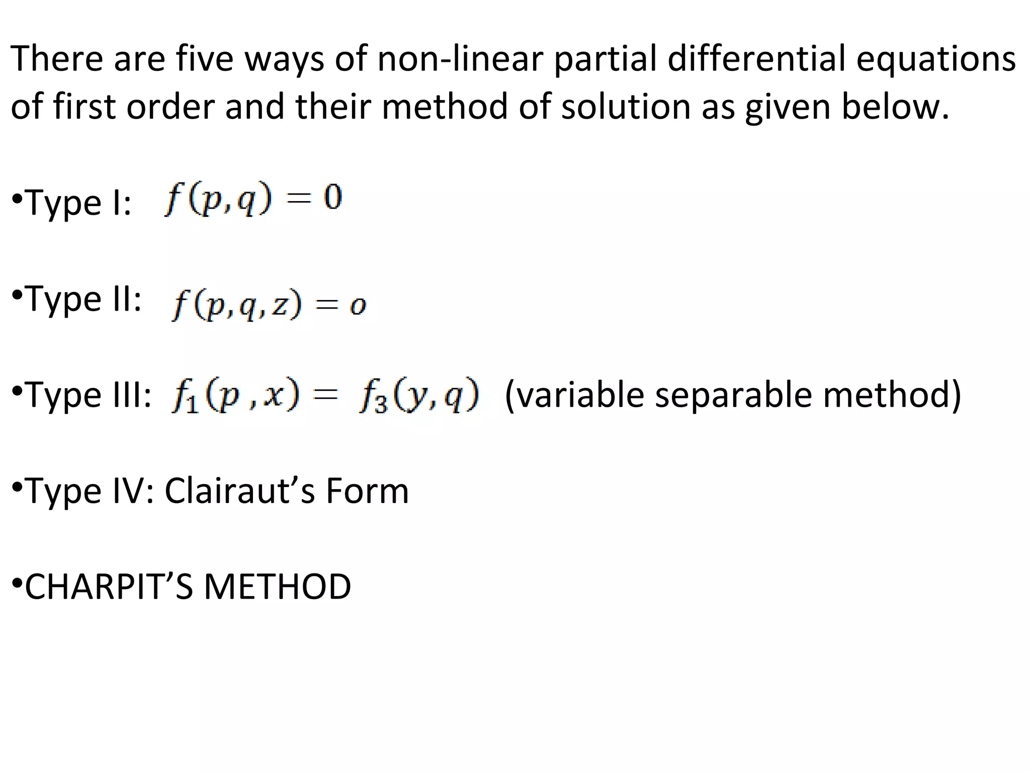 First Order Non Linear Partial Differential Equation And Its Applications Ppt