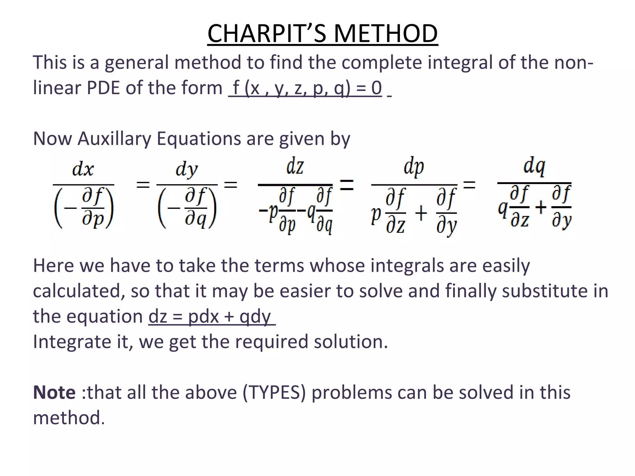 First Order Non Linear Partial Differential Equation And Its Applications Ppt