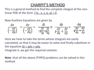 First order non-linear partial differential equation & its applications | PPT