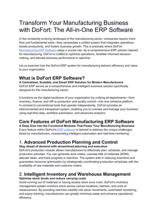 Advanced Manufacturing ERP Software for Business Automation | DOCX