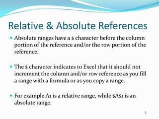 Advanced Excel, Day 1 | PPTX