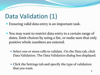 Advanced Excel, Day 1 | PPTX