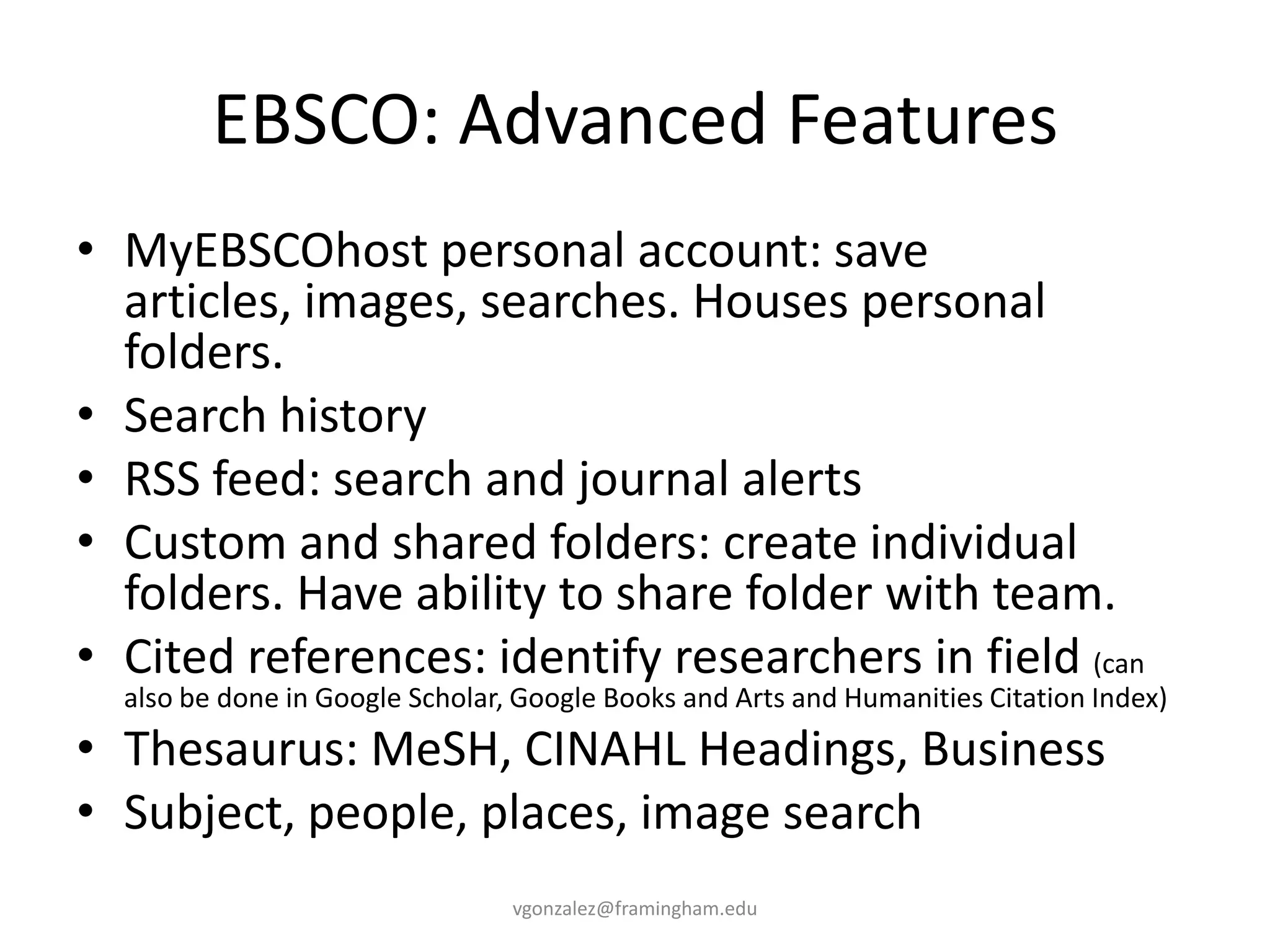Advanced Features In Ebsco And Infotrac | PPTX | Databases | Computer Software and Applications