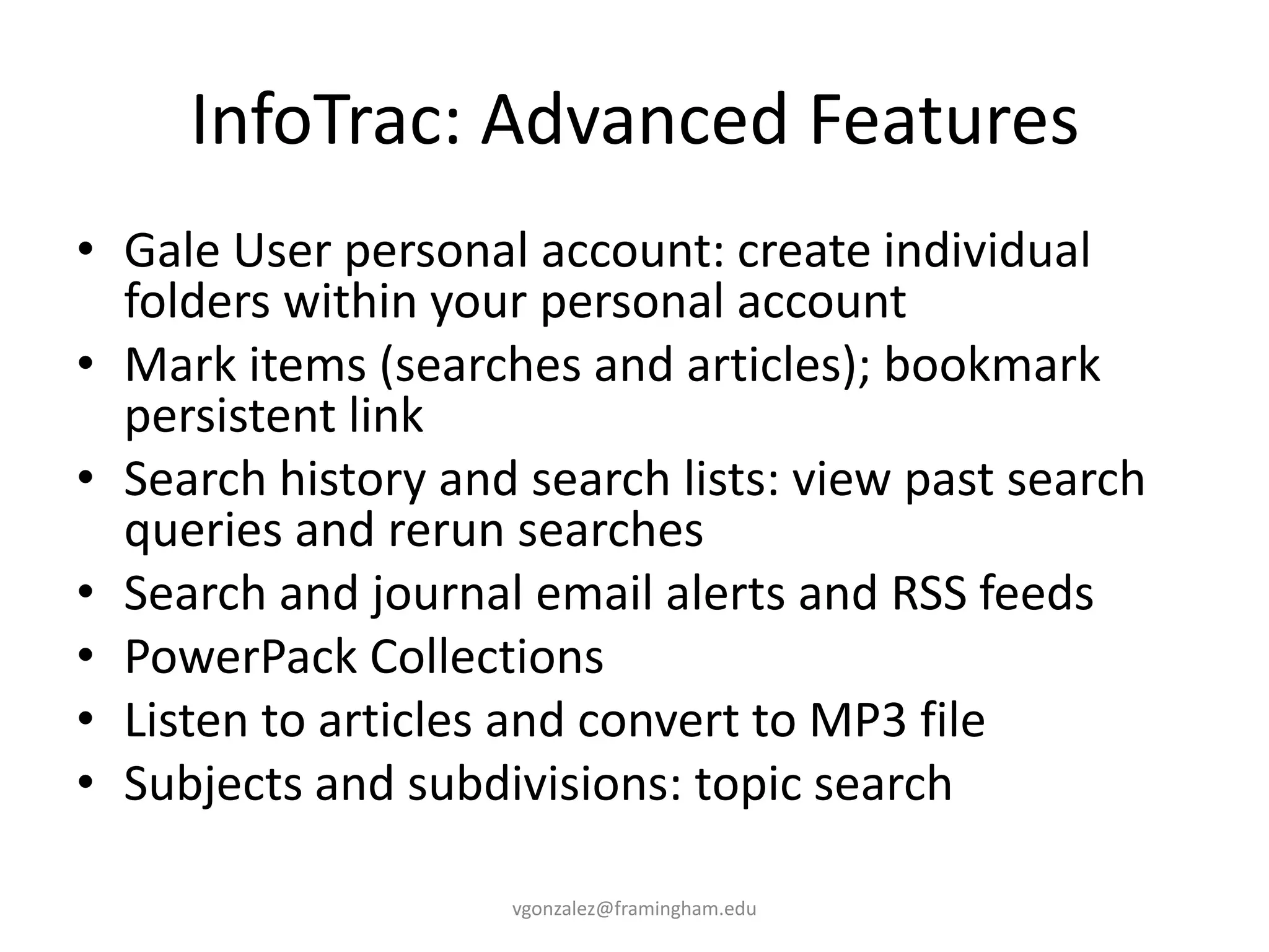 Advanced Features In Ebsco And Infotrac | PPT