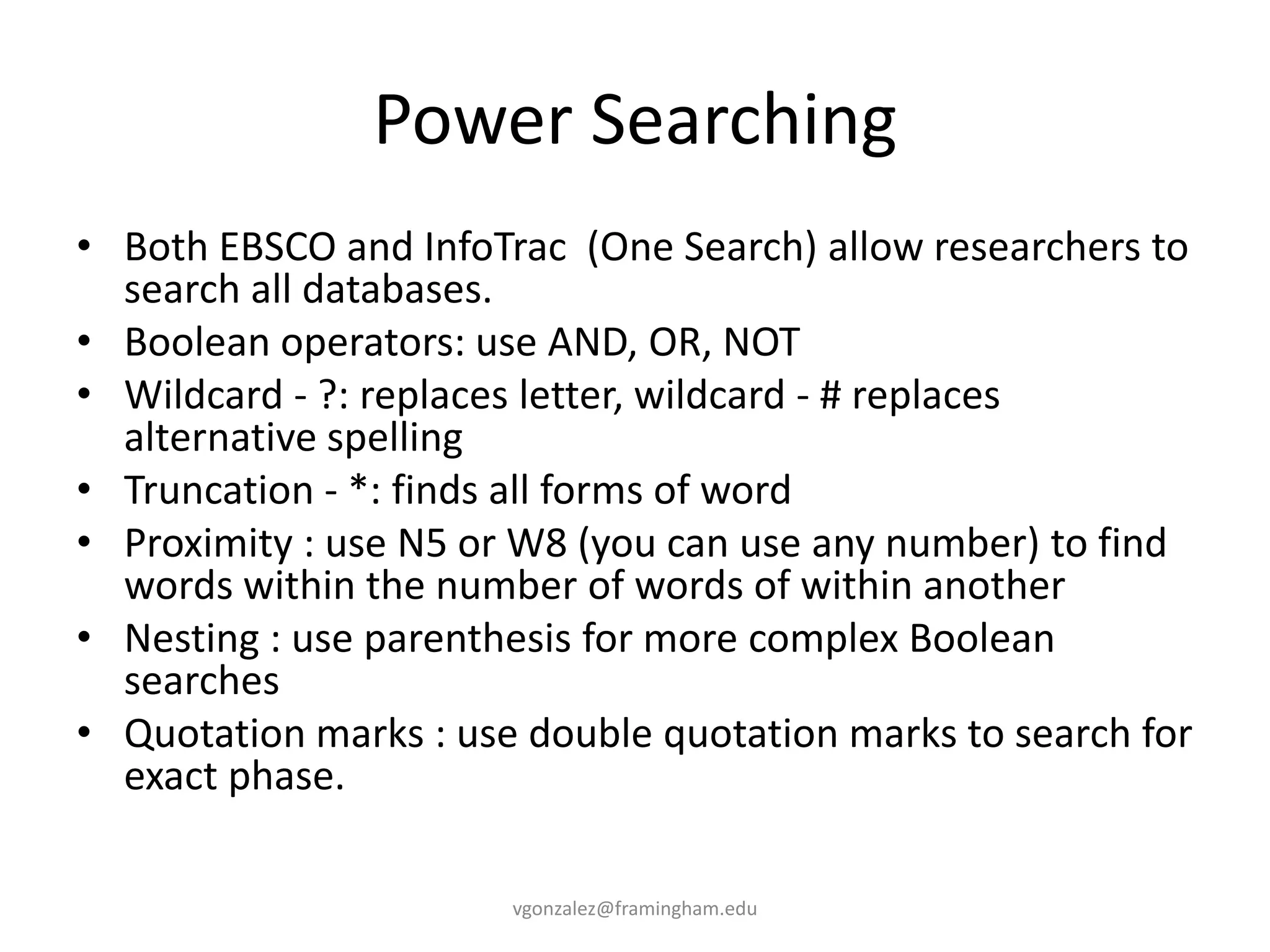 Advanced Features In Ebsco And Infotrac | PPTX | Databases | Computer Software and Applications