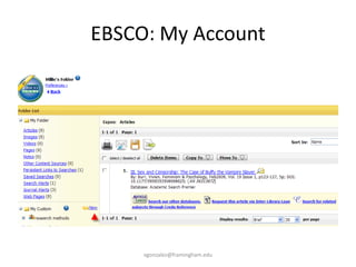 Advanced Features In Ebsco And Infotrac | PPTX | Databases | Computer Software and Applications