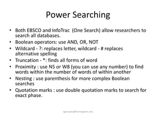 Advanced Features In Ebsco And Infotrac | PPTX | Databases | Computer ...