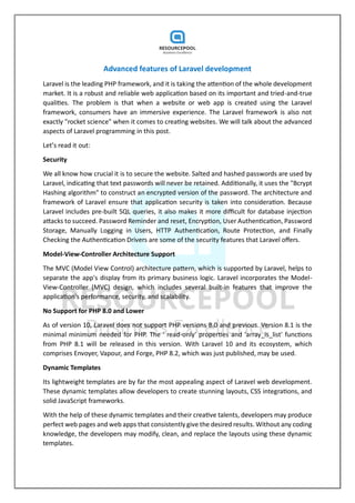 Advanced features of Laravel development | PDF