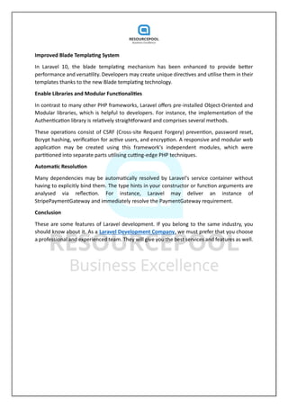 Advanced features of Laravel development | PDF