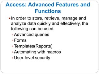 Advanced features of ms office packages 2 | PPTX | Databases | Computer ...