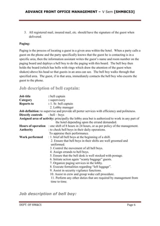 Advanced front office management | PDF