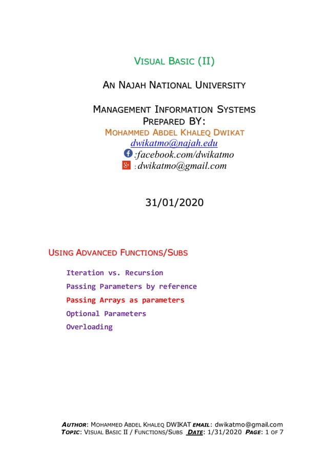 Advanced functions visual Basic .net | Free Download