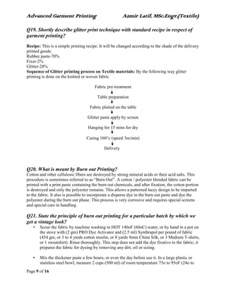 Advanced garments printing exam preparation | PDF