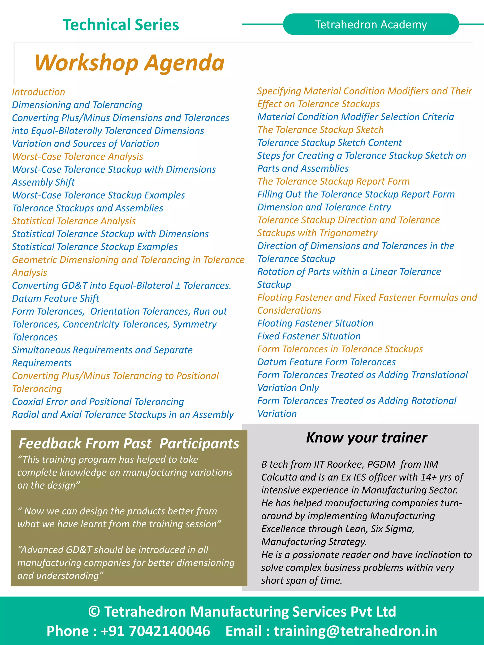 Advanced GD&T and Tolerance Stack up Analysis Workshop by Tetrahedron | PDF