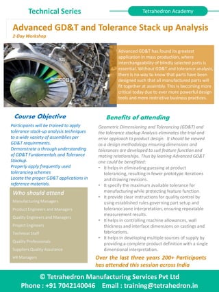 Advanced GD&T and Tolerance Stack up Analysis Workshop by Tetrahedron | PDF