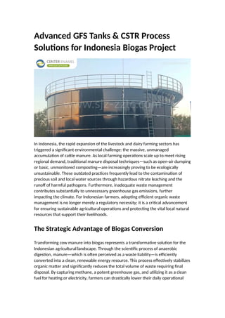 Advanced GFS Tanks & CSTR Process Solutions for Indonesia Biogas ...