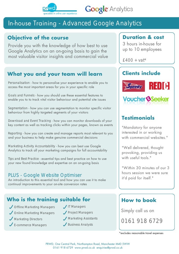 Advanced Google Analytics Training - Overview And Case Studies