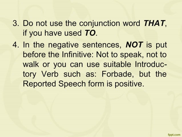 Advanced grammar reported speech - imperative | PPT