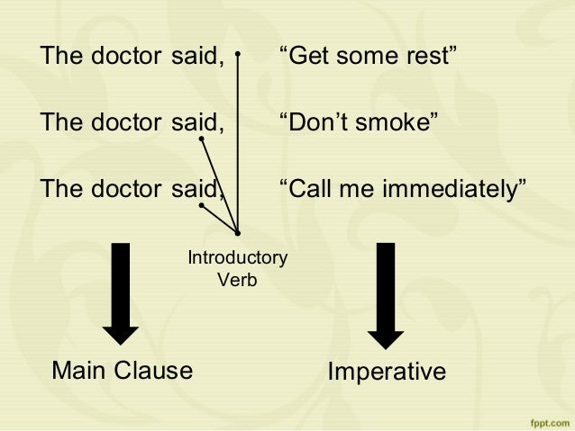 Advanced grammar reported speech - imperative