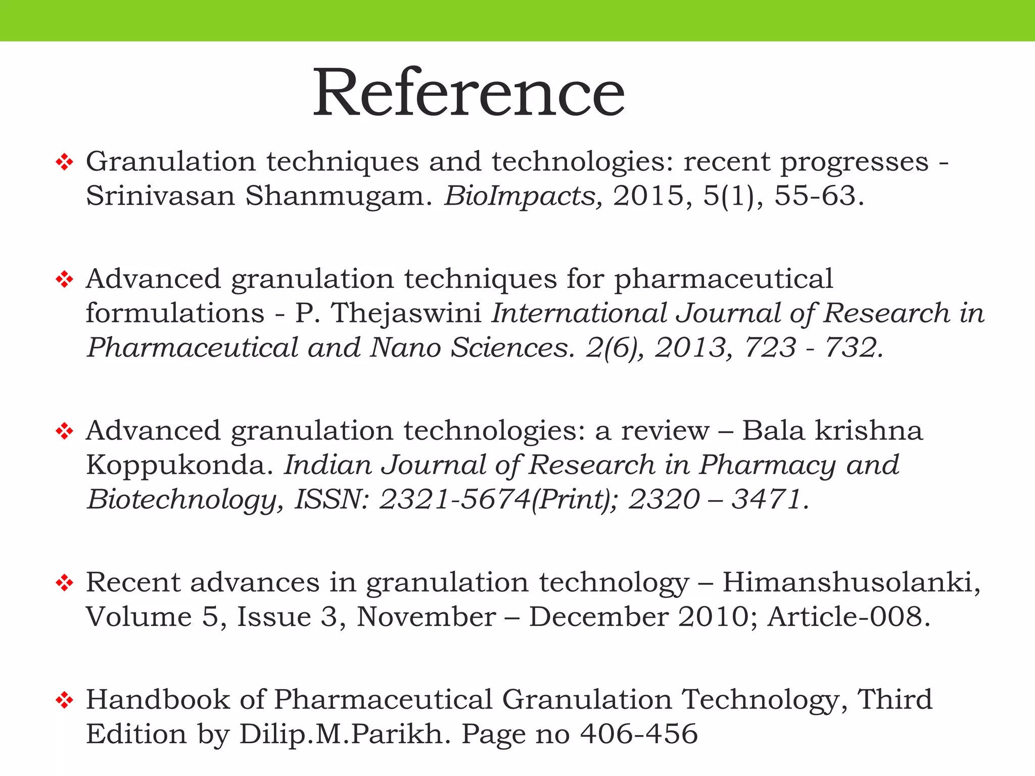 Advanced Granulation Technology Pptx