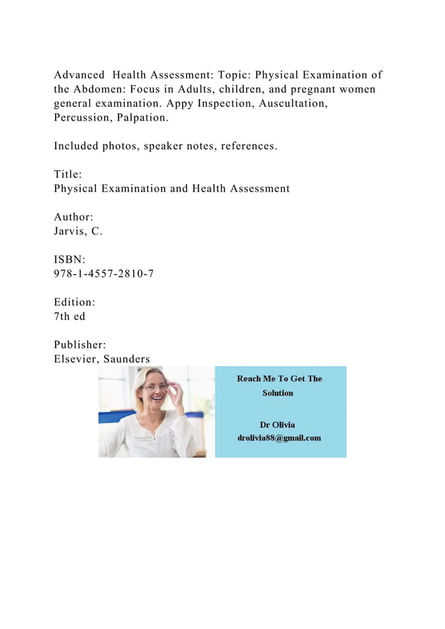 Advanced Health Assessment Topic Physical Examination of the Abdo.docx