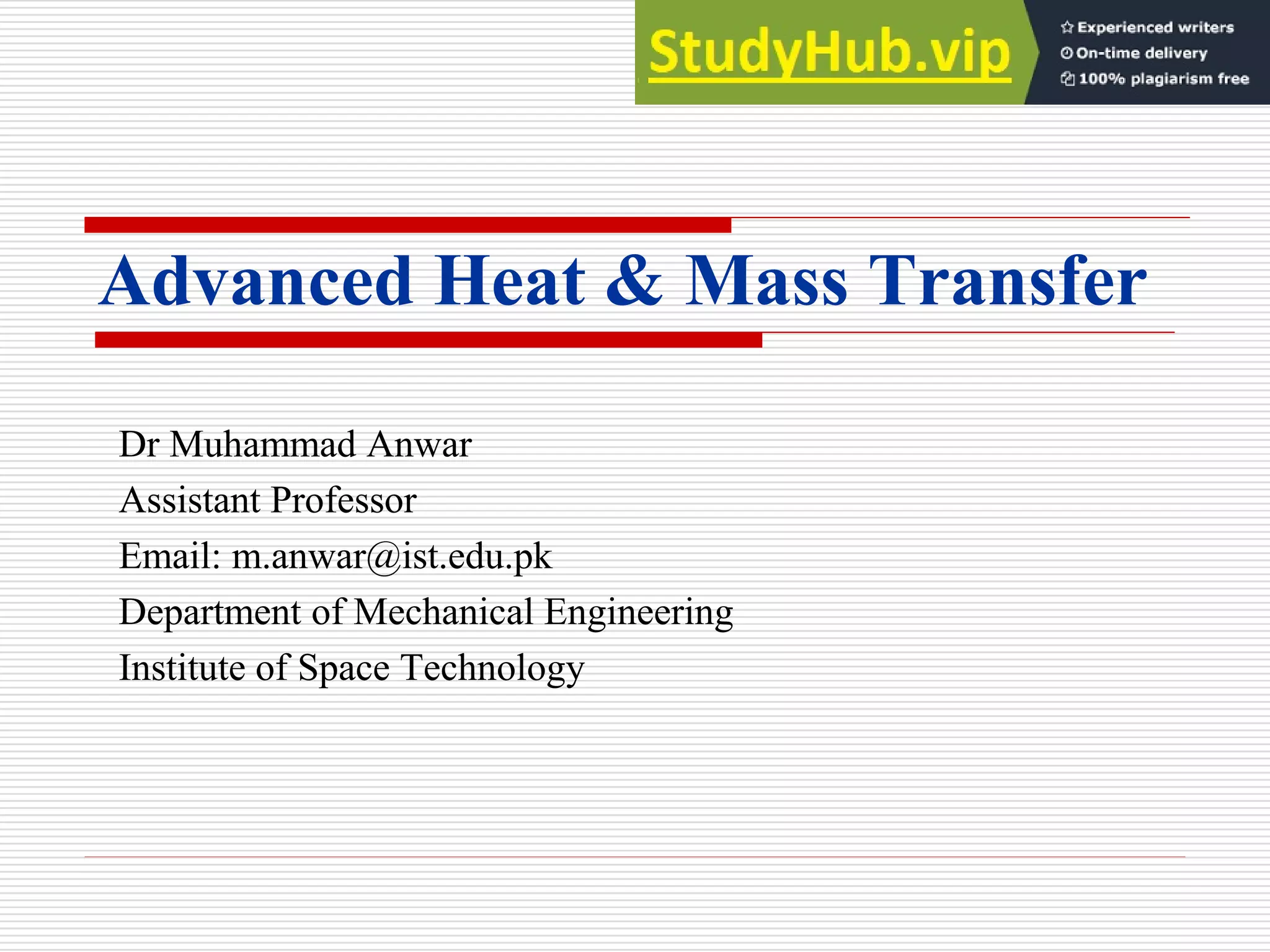 Advanced Heat Mass Transfer | PDF
