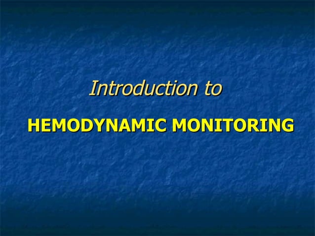 Advanced Hemodynamics | PPT